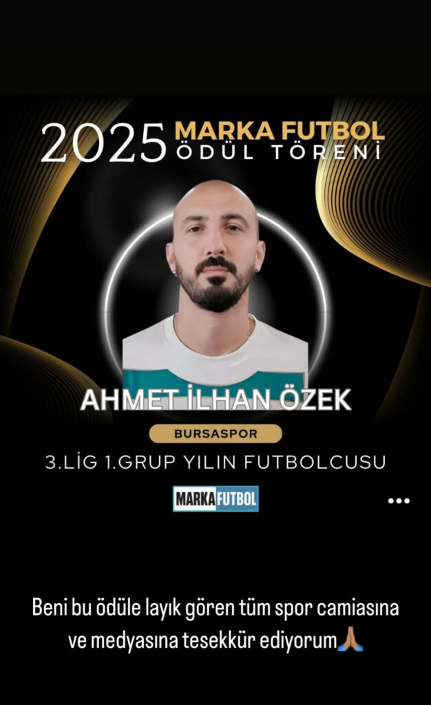 Ahmet İlhan’a en iyi oyuncu ödülü - Bursasporluyuz.org